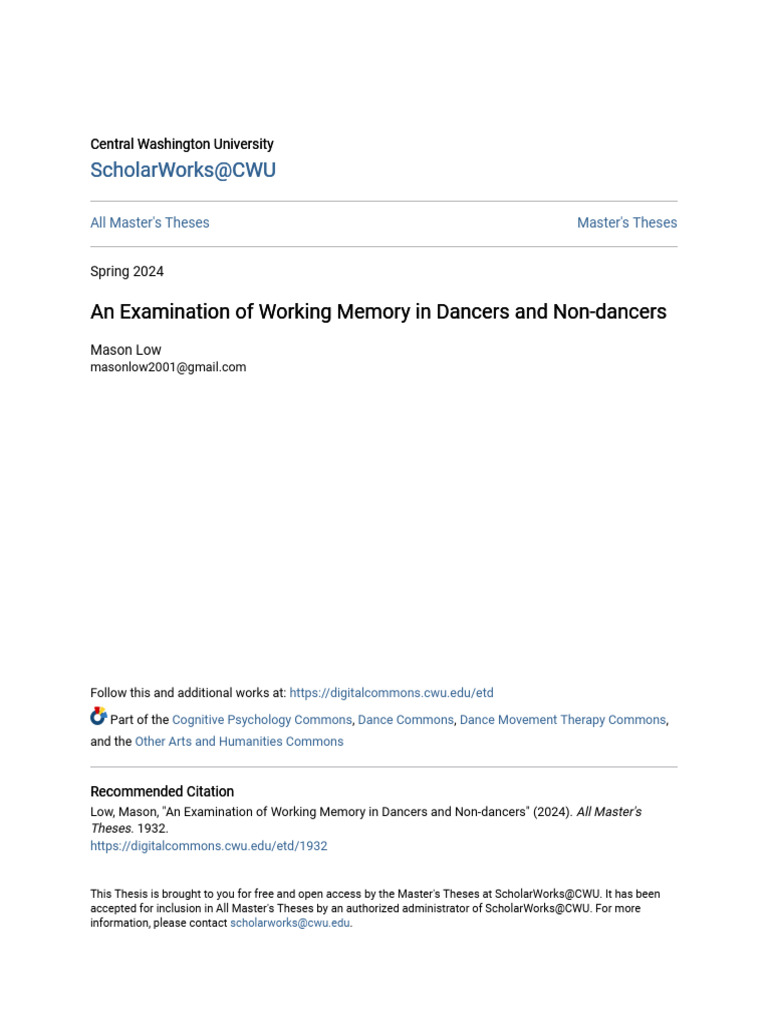 An Examination of Working Memory in Dancers and Non-Dancers | PDF | Working Memory | Memory