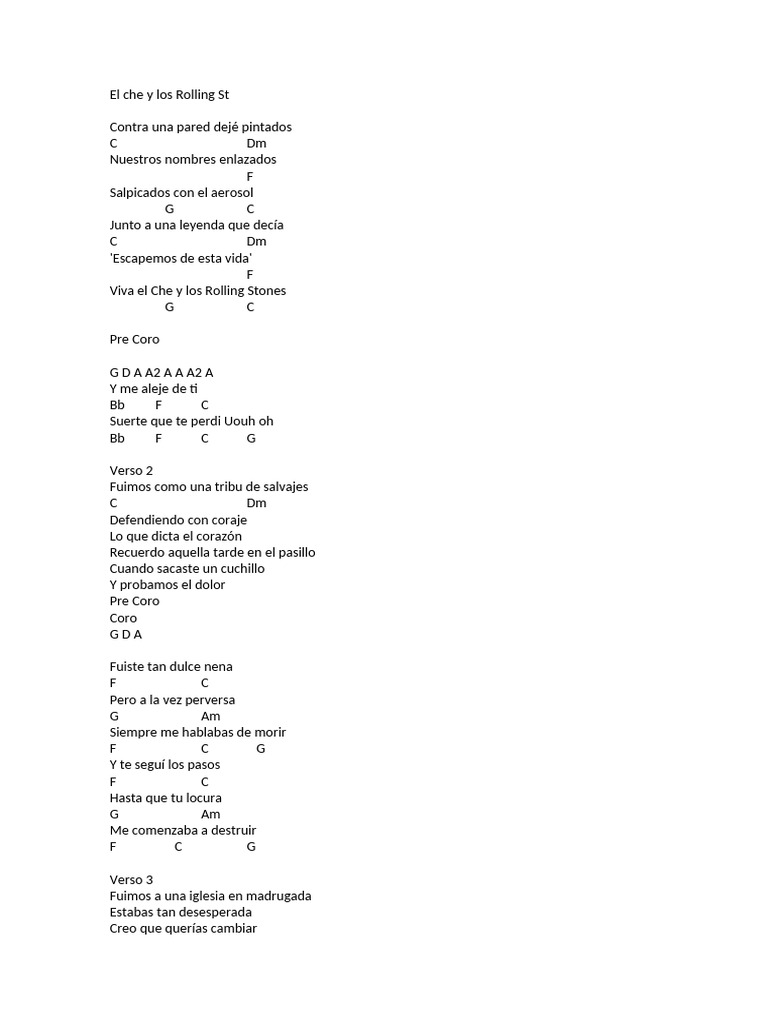 El Che y los Rolling Stones: Letra | PDF