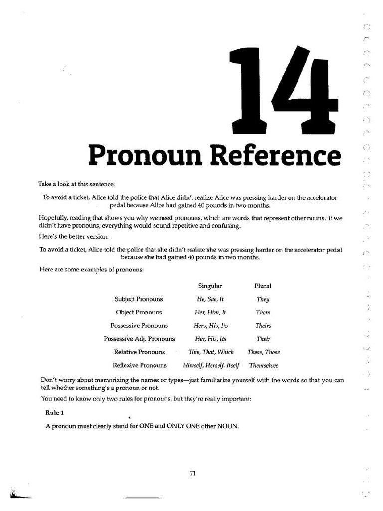 Pronoun Reference. | PDF