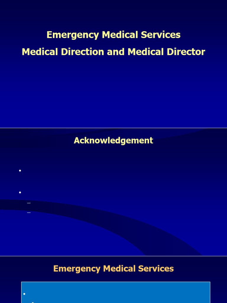 Medical Directors Role and Perspectives | PDF | Emergency Medical ...