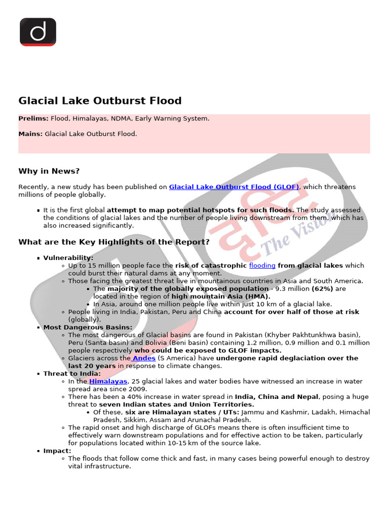 GLOF | PDF | Earth Sciences | Physical Geography