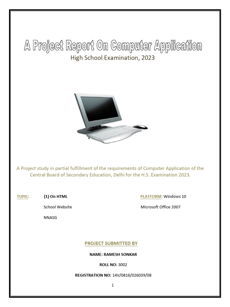 HTML Project for CBSE Students | PDF | Hyperlink | World Wide Web