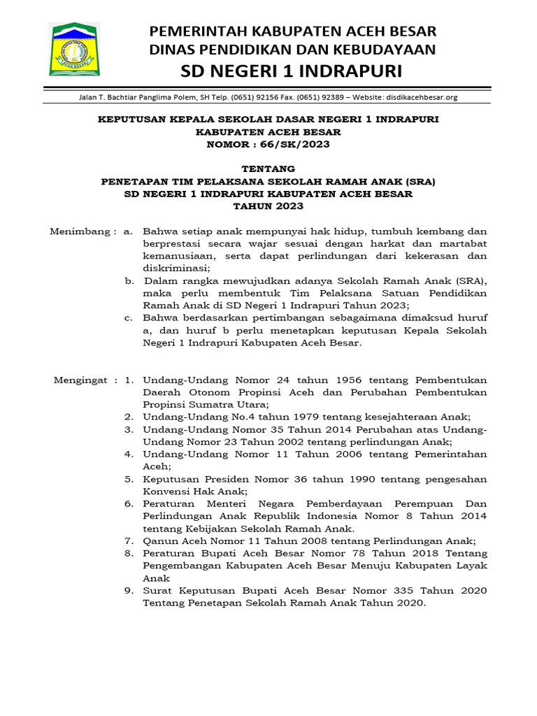 DRAF SK SRA Tahun 2023 | PDF