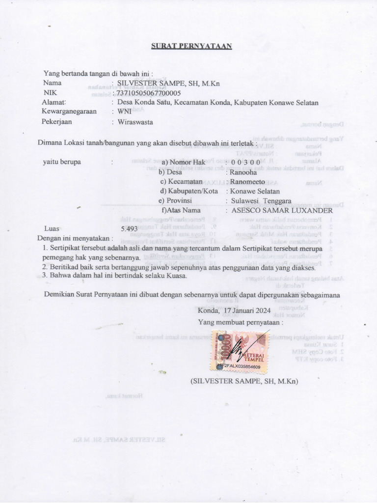 Surat Pernyataan Asesco Samar | PDF