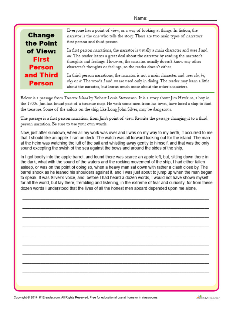 Change the Point of View First Person and Third Person | PDF ...