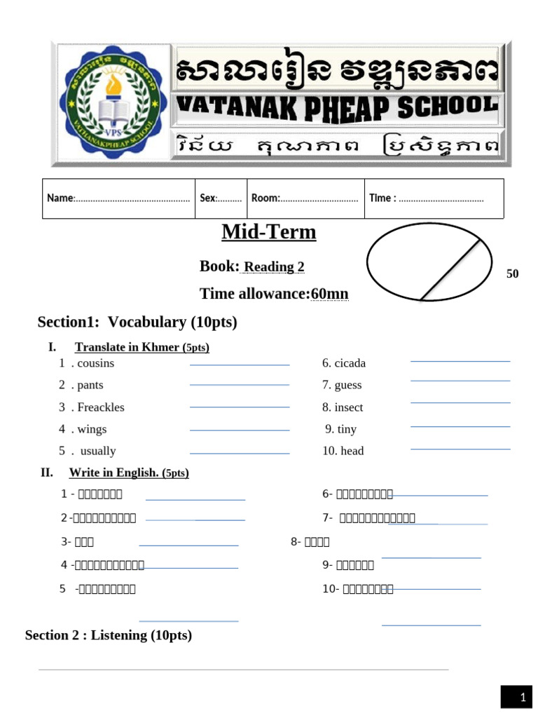 Mid-Term English Exam Guide | PDF | Insects | Insects And Humans