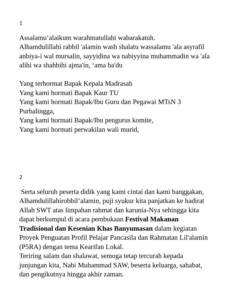 Teks MC Pembukaan p5 | PDF