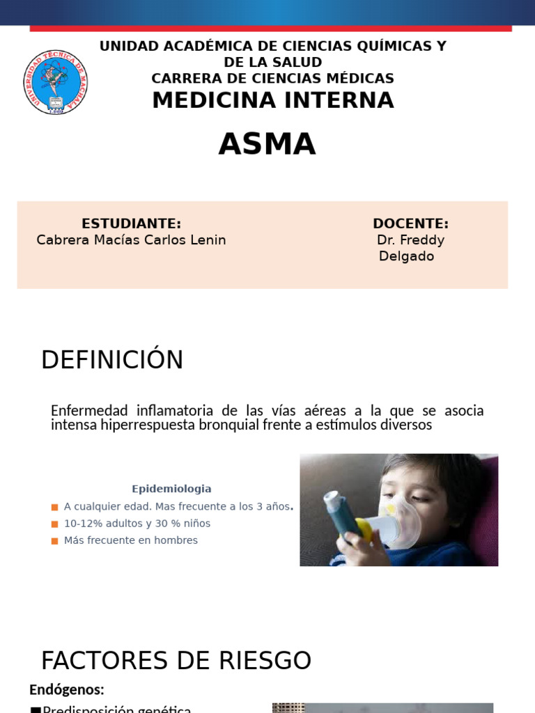 Asma: Definición, Epidemiología y Tratamiento | PDF | Asma | Tos