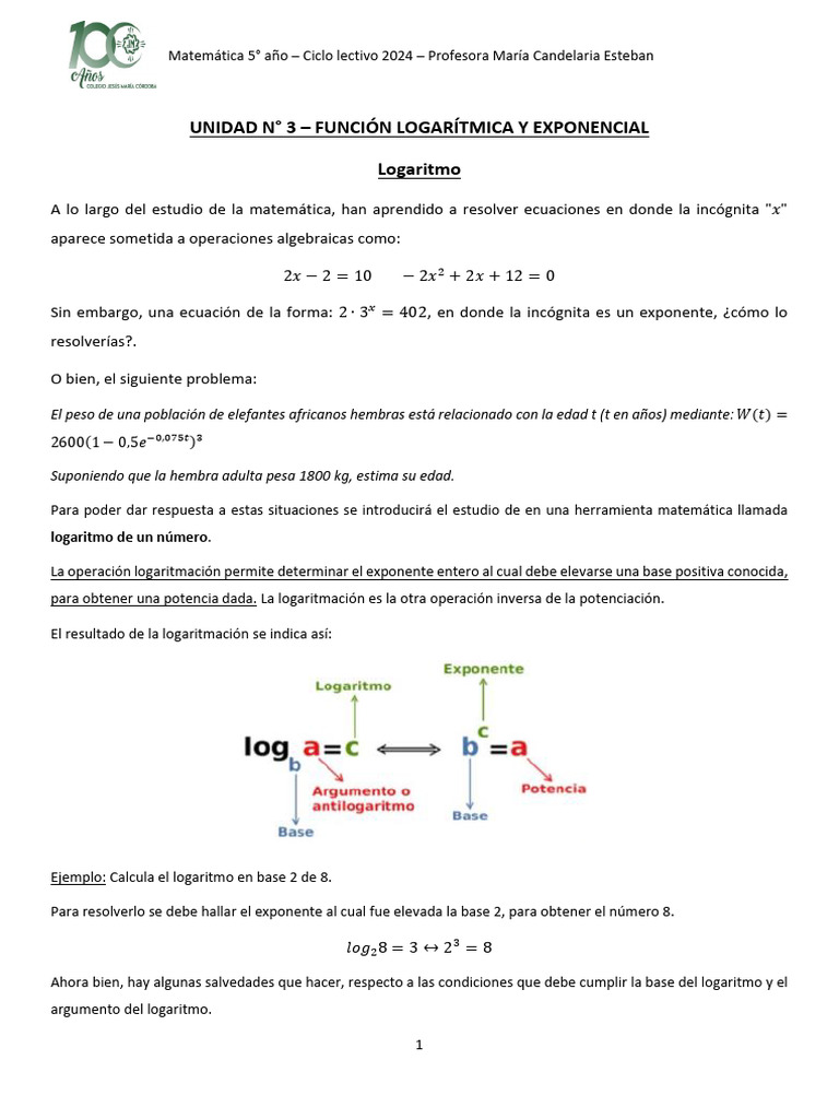 JM - Logaritmo y Ecuación Exponencial | PDF | Logaritmo | Exponenciación