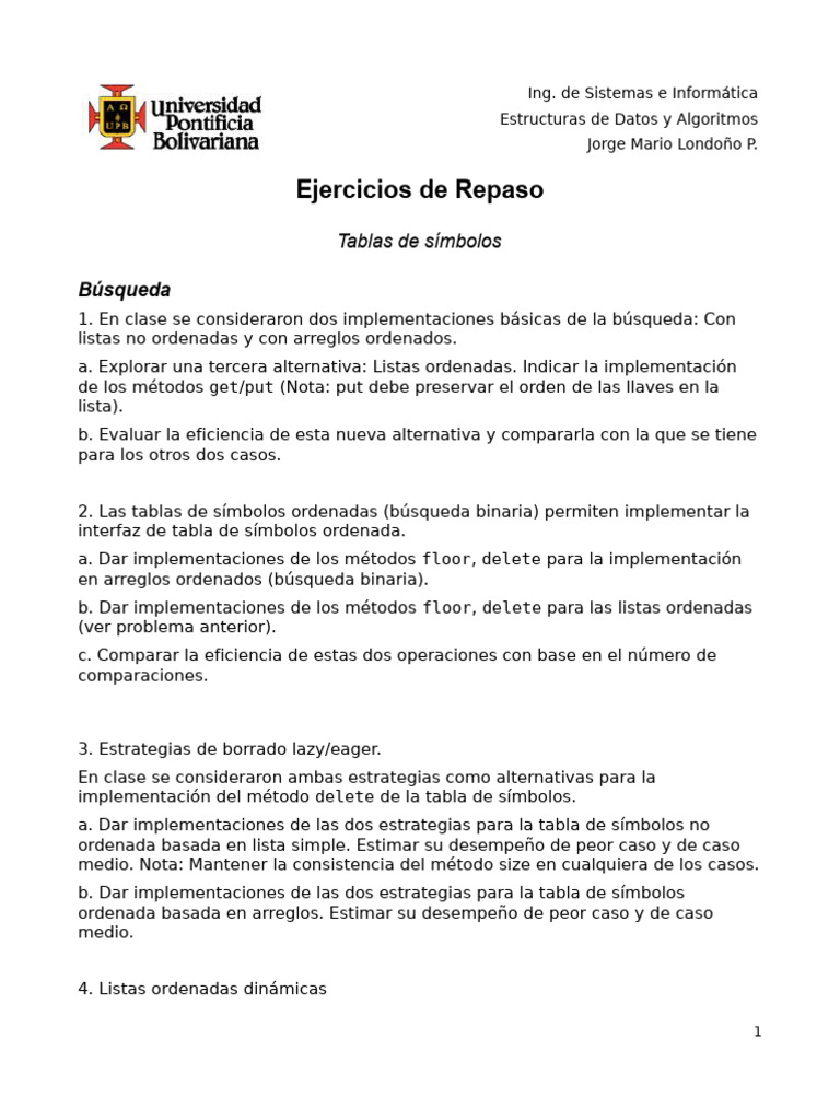 Ejercicios4 202110 tablasDeSimbolos | PDF | Algoritmos | Matemáticas Aplicadas