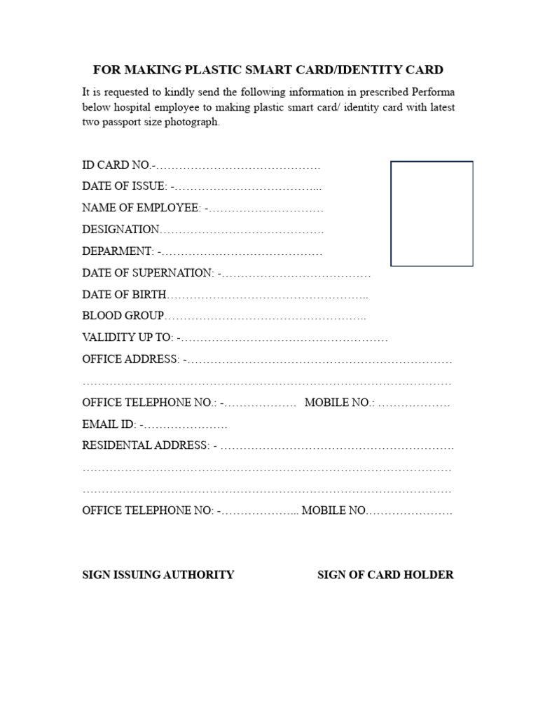 Plastic Id Card Perfoma | PDF