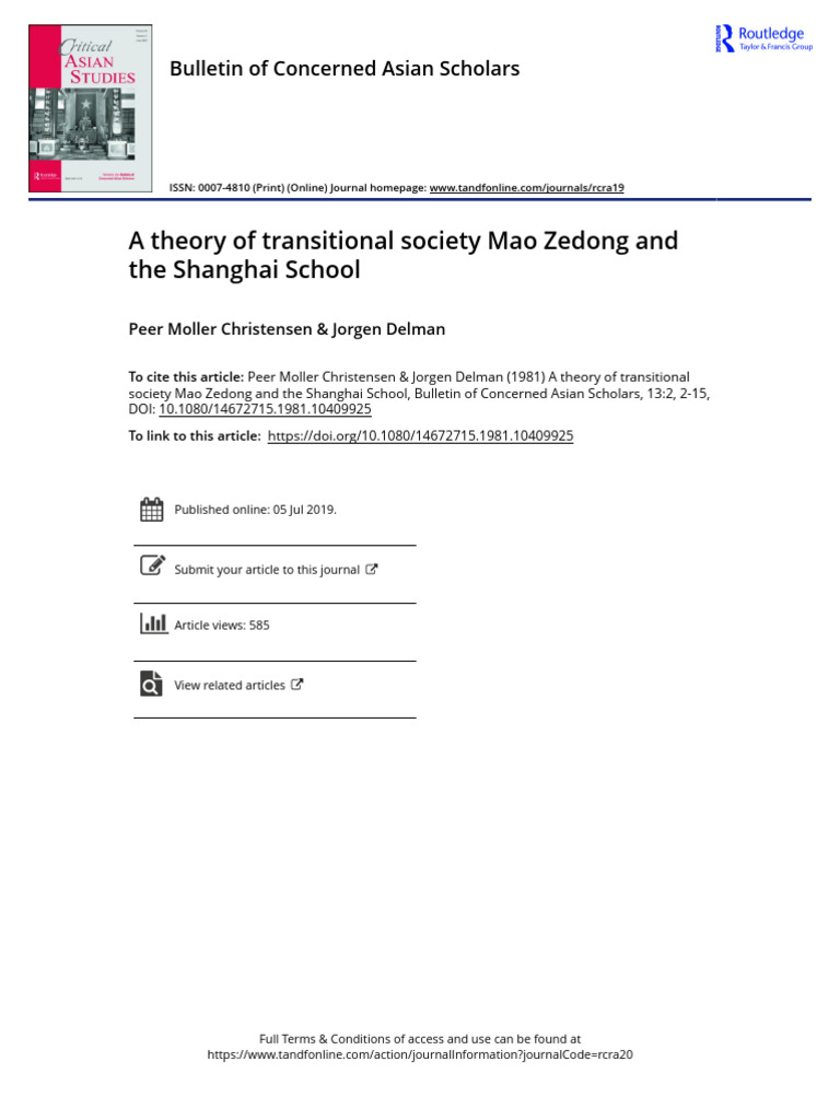 A Theory of Transitional Society Mao Zedong and The Shanghai School ...