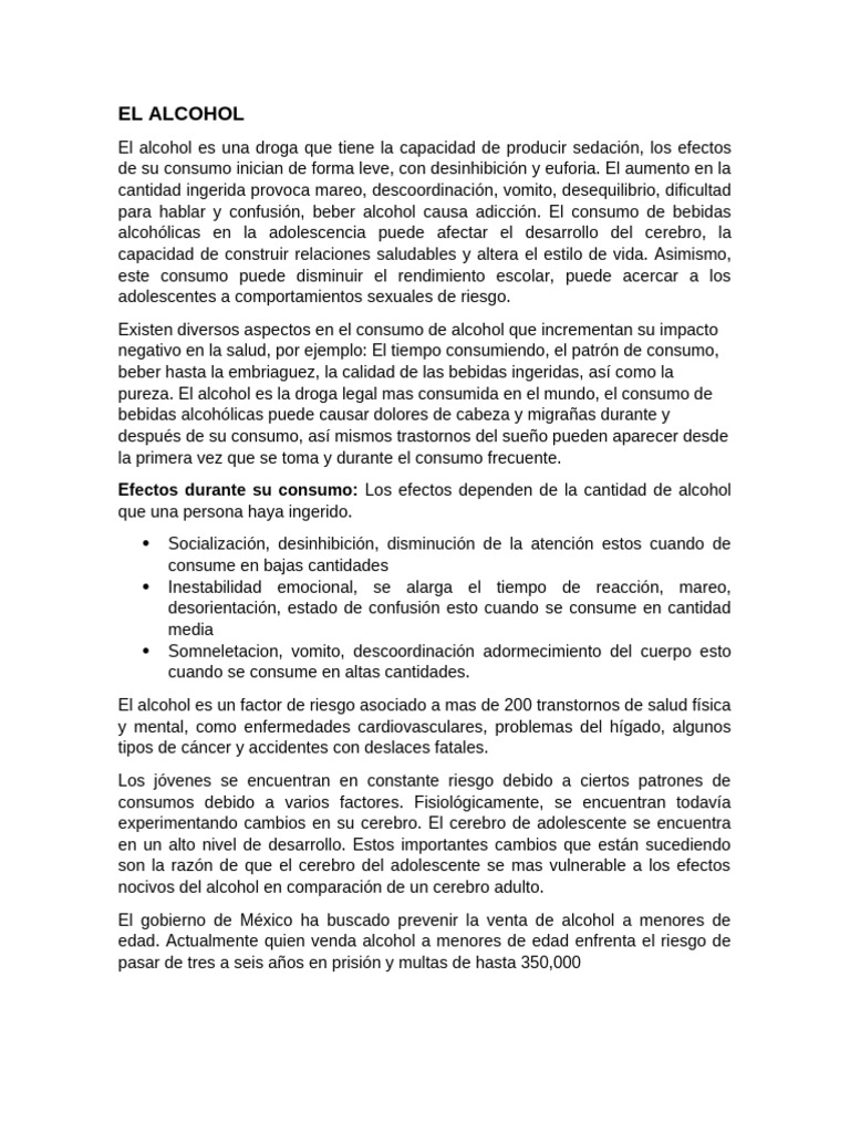 El Alcohol | PDF | Medicina CLINICA