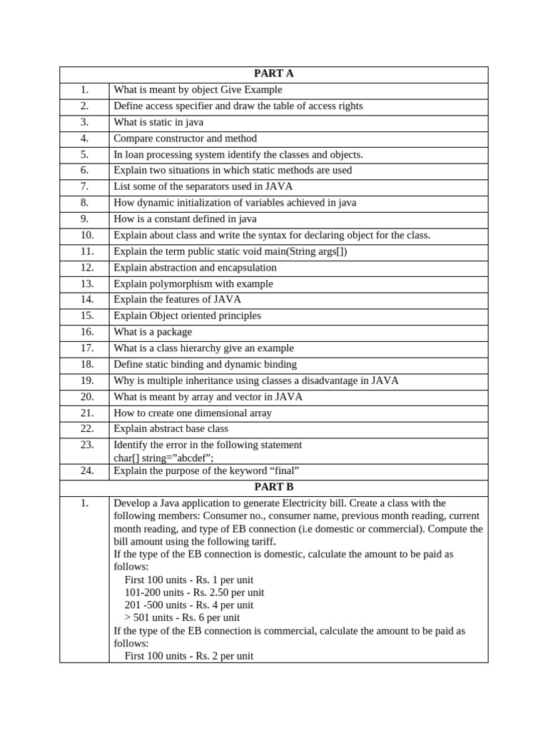 question-bank-oops | PDF | Class (Computer Programming) | Area question-bank-oops | PDF | Class (Computer Programming) | Area