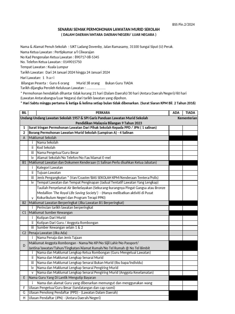 Senarai - Semak - Lawatan - Murid - Sekolah - Tahun - 2024 - Kemaskini ...