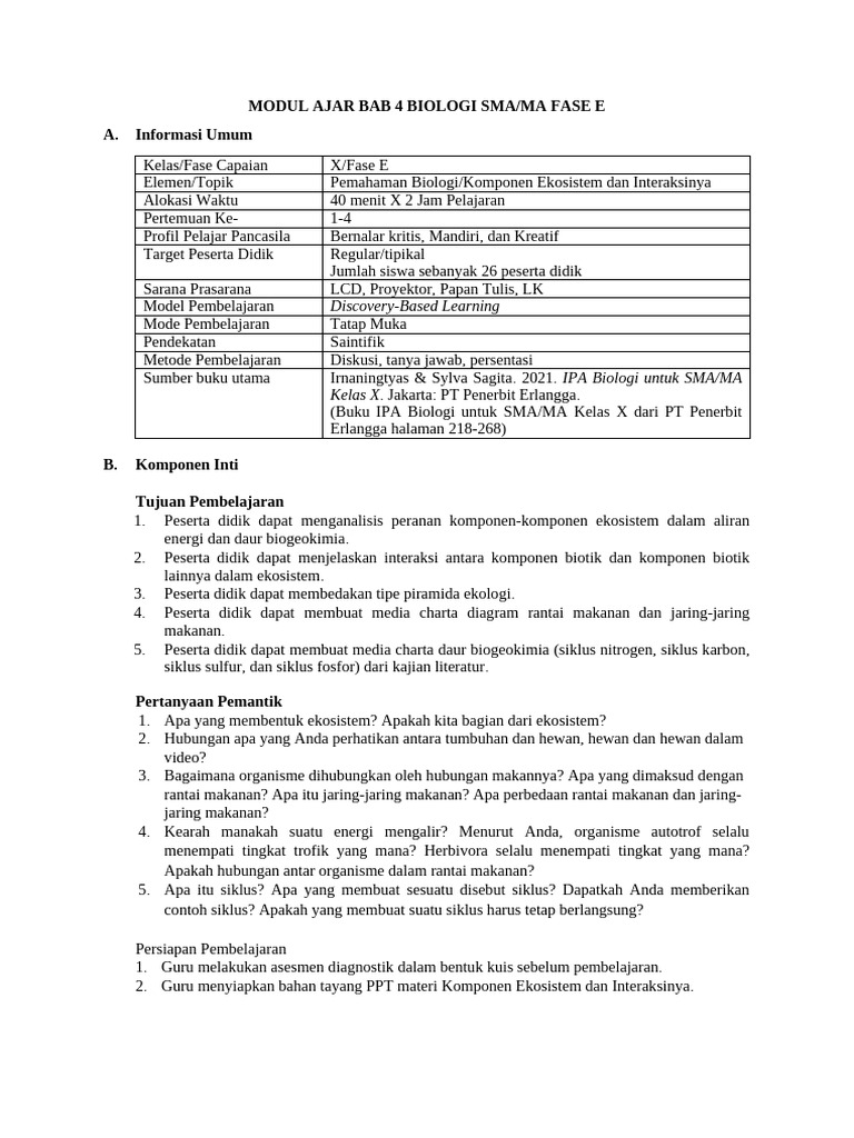 Modul Ajar Ipa Bio | PDF