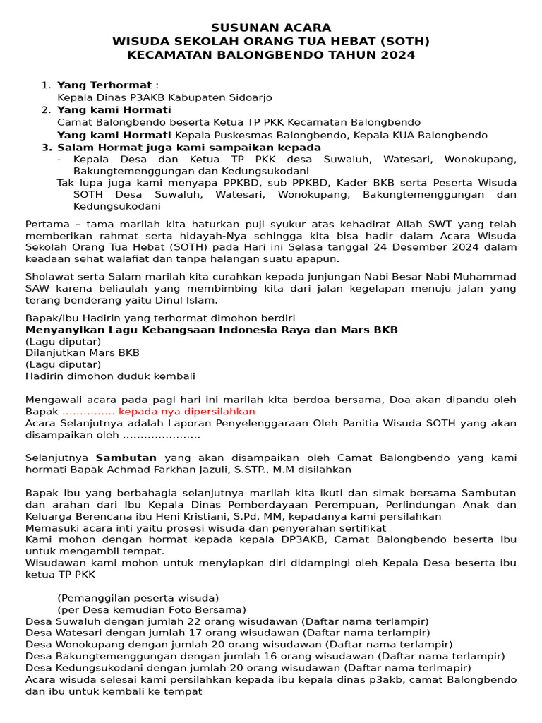 SUSUNAN ACARA WISUDA | PDF