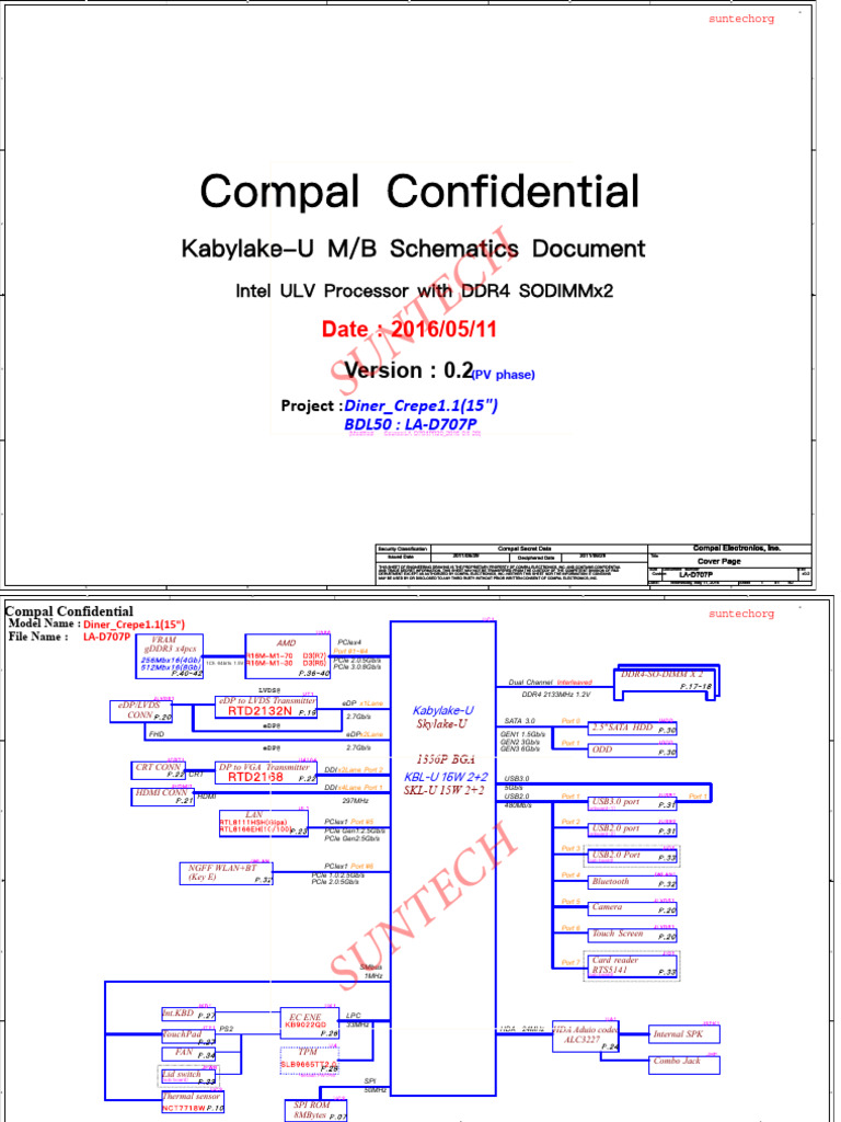 Kabylake-U M/B Schematics 2016 | PDF | Computer Architecture | Computing