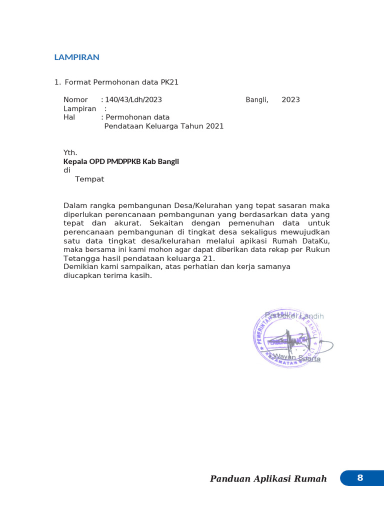 Permohonan Data Rumah DataKu 2021 | PDF