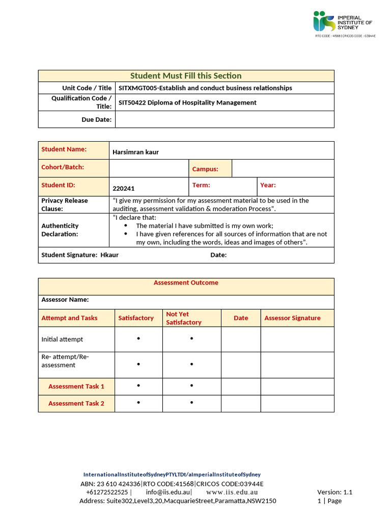 SITXMGT005 Assessment Guidelines | PDF | Negotiation | Plagiarism