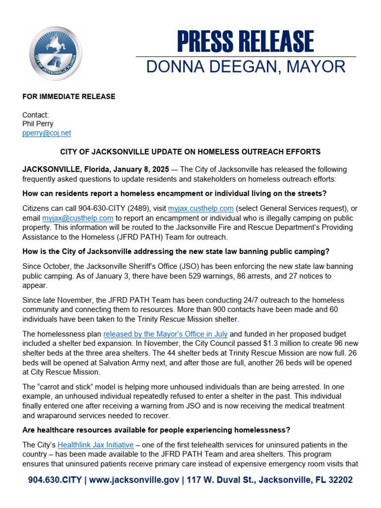 Jacksonville's Homeless Outreach Update | PDF | Homelessness | Jacksonville