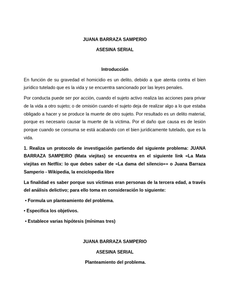 Juana Barraza: Análisis del Homicidio Serial | PDF | Homicidio ...