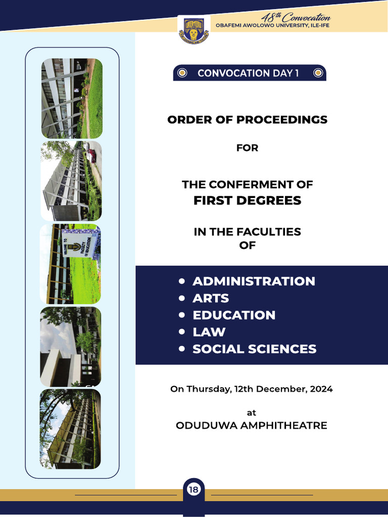 OAU 48th Convocation Procession Details | PDF