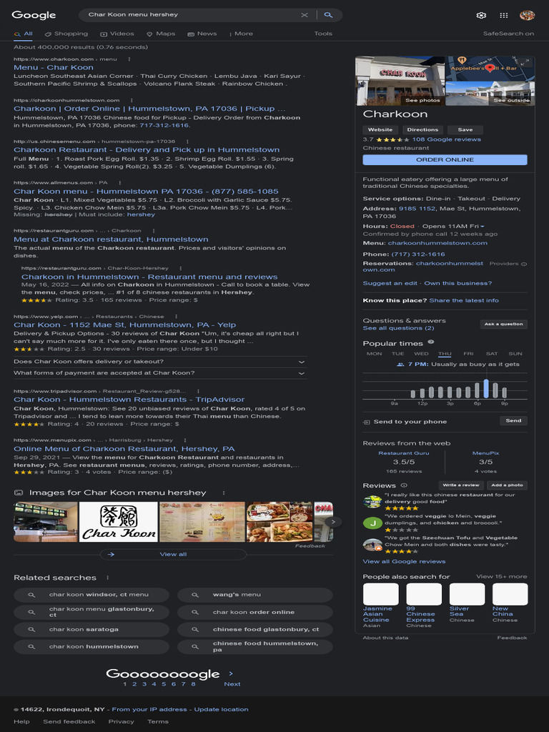 Hummelstown's Char Koon Menu | PDF | Menu | Chinese Cuisine