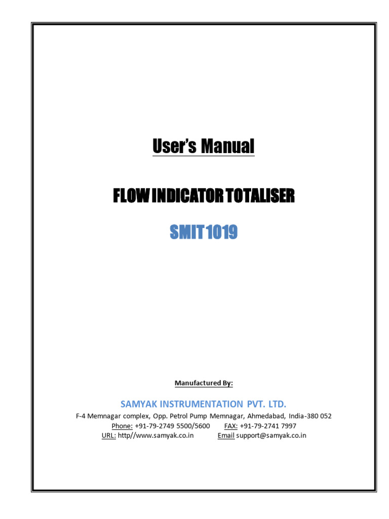 User Manual Flow Indicator Totaliser Smit 1019 | PDF | Parameter (Computer Programming) | Mains ...