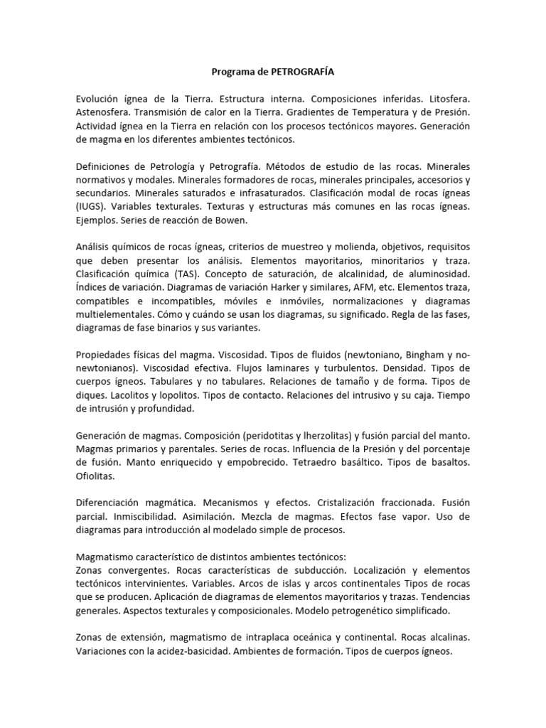 Petrografía: Magmatismo y Metamorfismo | PDF | Roca (geología) | Magma