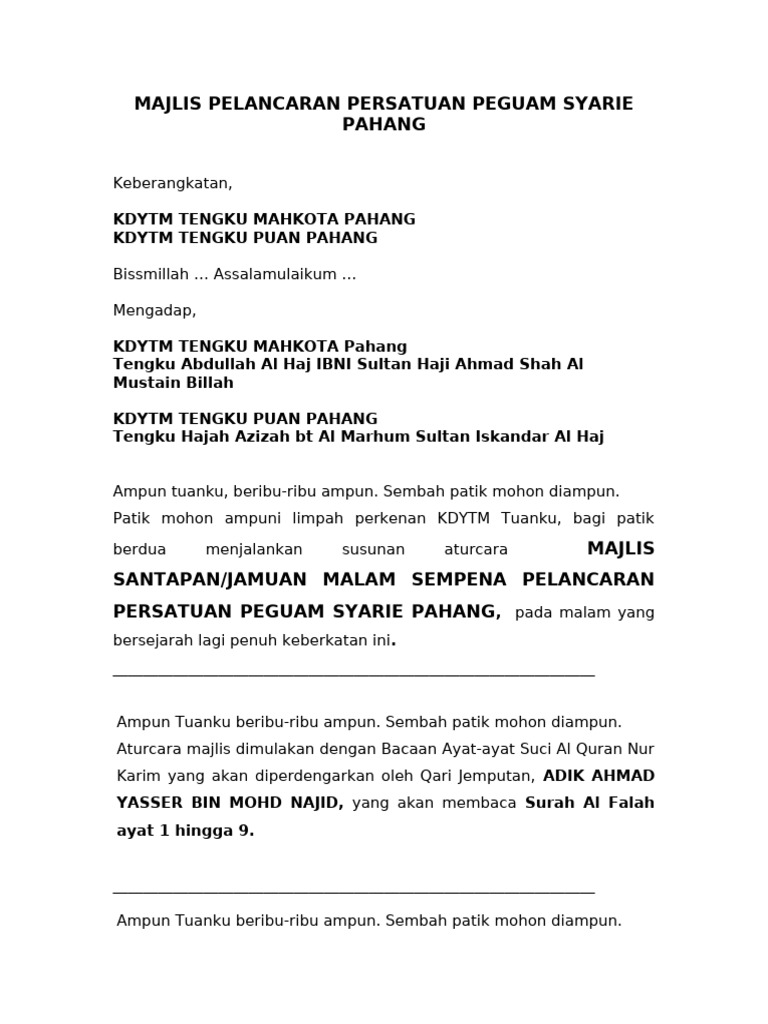 Teks EMcee Program Peguam SYarie | PDF