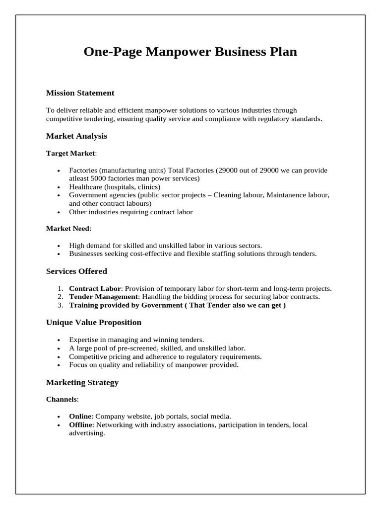 Manpower Agency Business Plan Overview | PDF | Employment | Regulatory ...