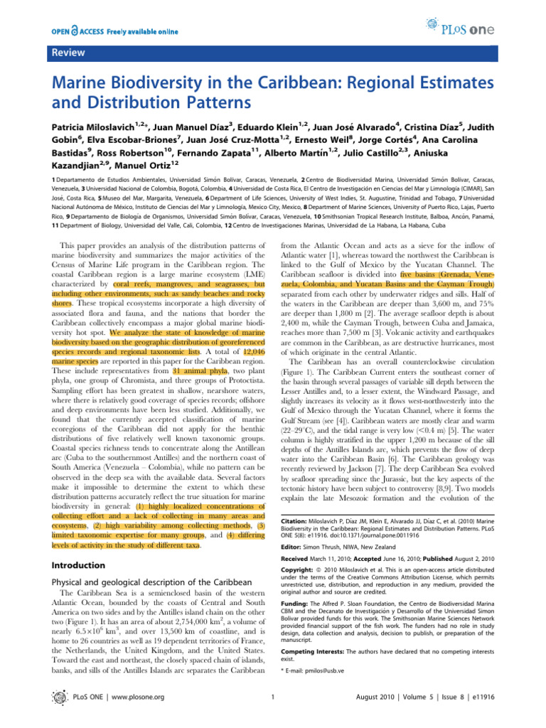 Marine Biodiversity | PDF | Conservation Biology | Caribbean