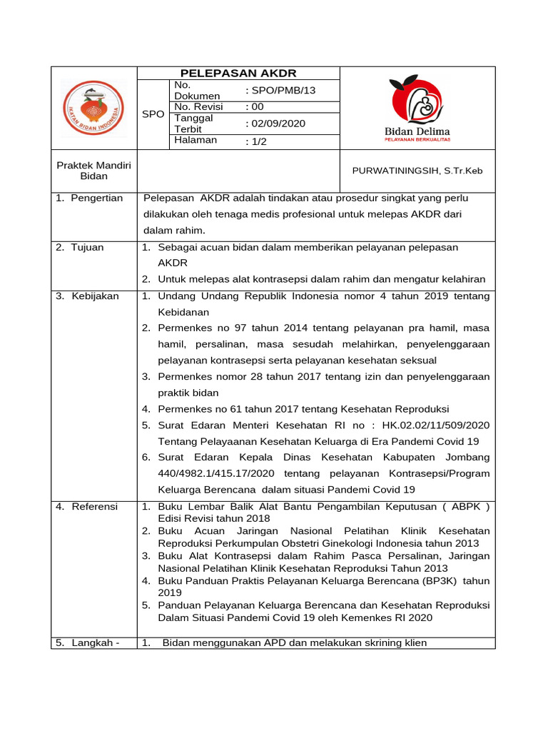 11 Sop Pmb Pelepasan Akdr 2020, Kb 3 | PDF