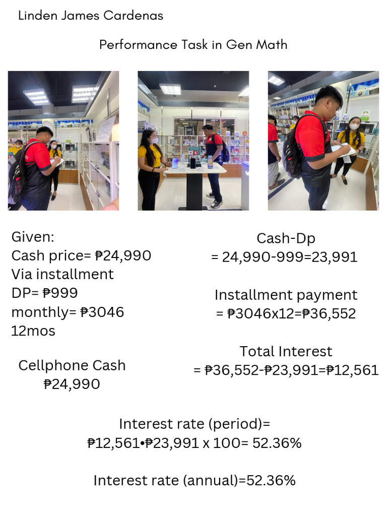 Math Task: Calculating Installment Interest | PDF