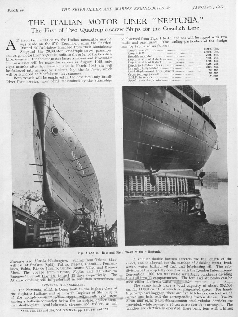 The Italian Quadruple-Screw Motor Liners Neptunia and Oceania | PDF