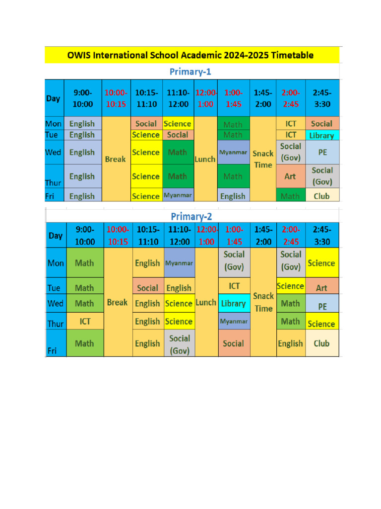 Second Semester Timetable 2024-2025 | PDF