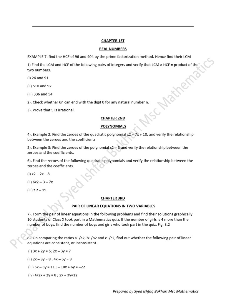 Guess Paper For Class 10TH Maths | PDF | Circle | Sphere