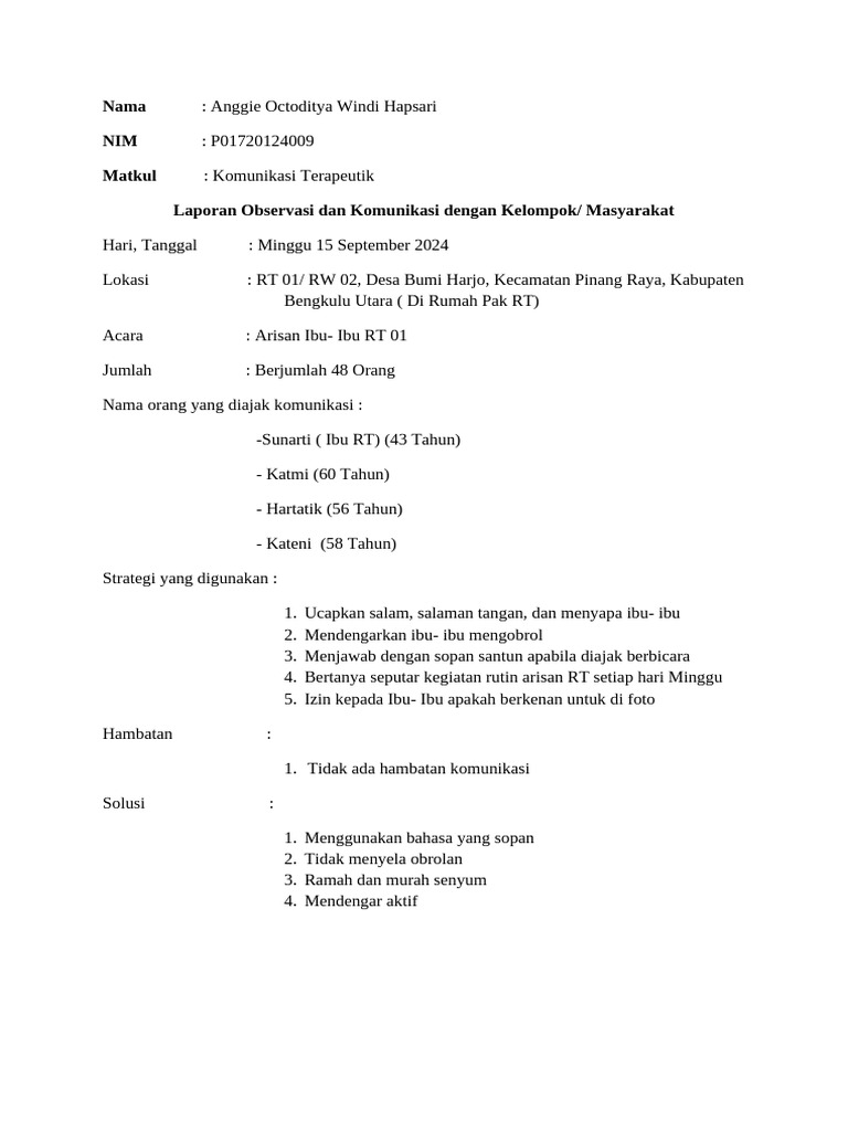 Anggie - Laporan BHSP Kelompok Masyarakat | PDF