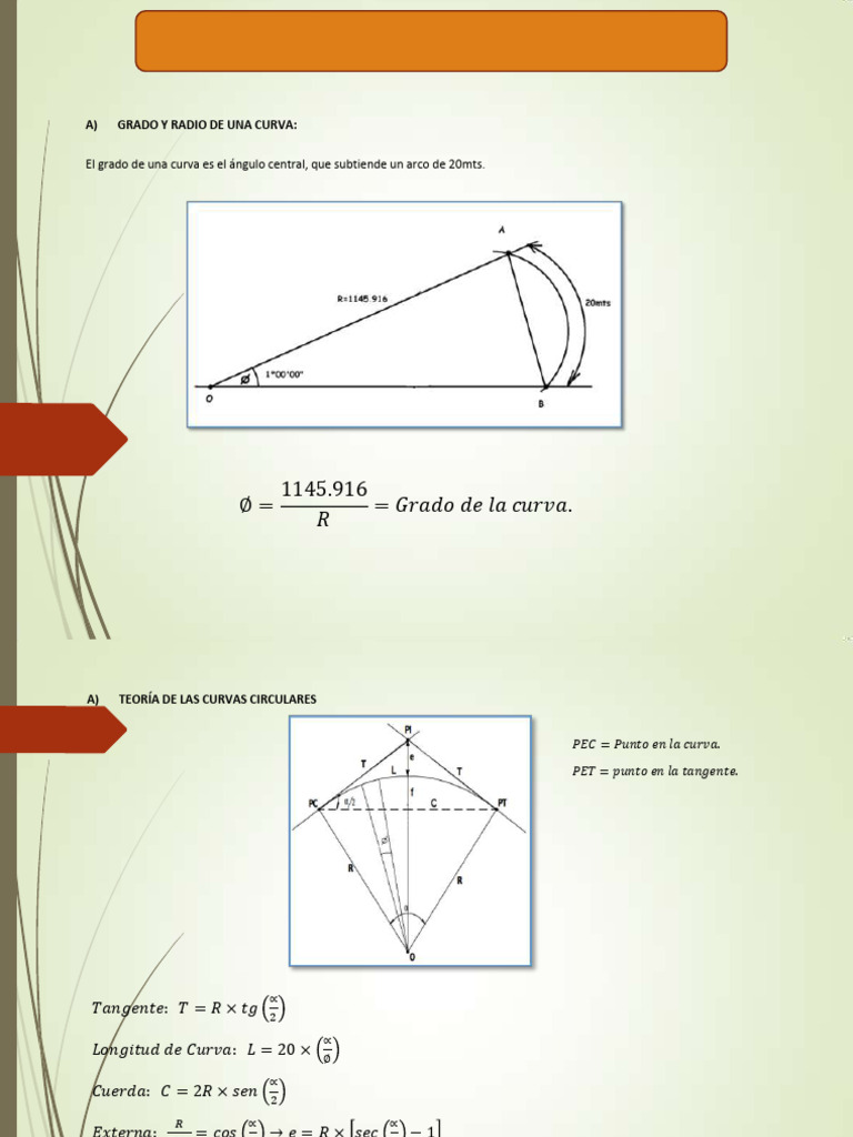 Curvas Circulares: Grado y Radio | PDF