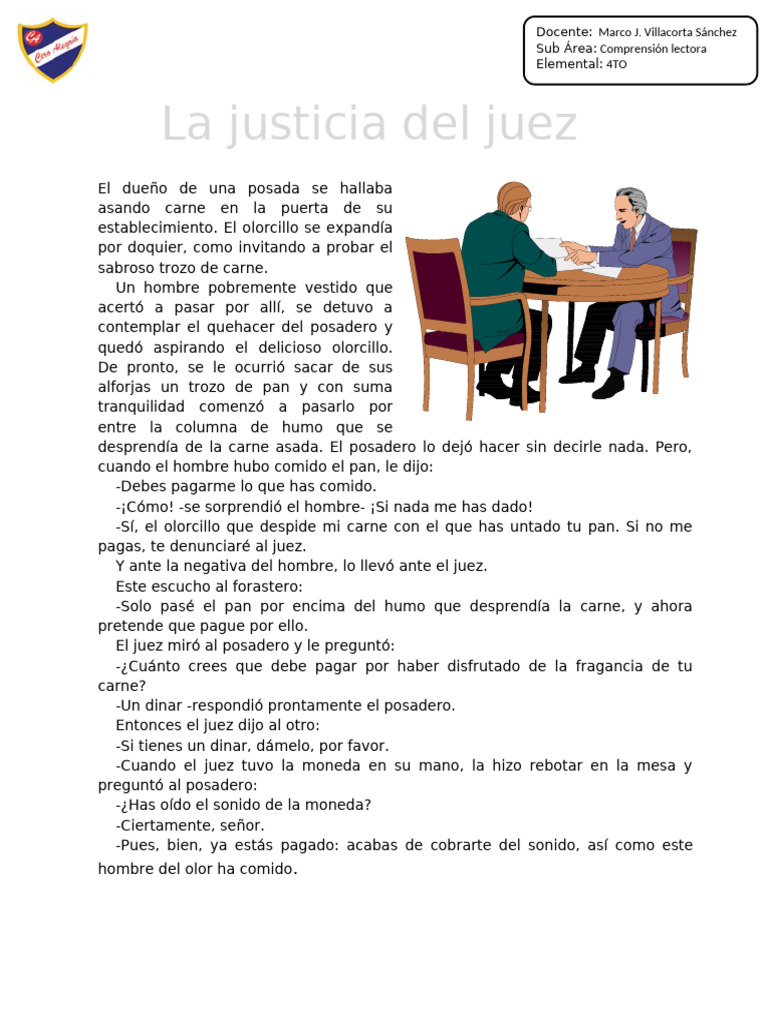 Comprensión Lectora: La Justicia del Juez | PDF