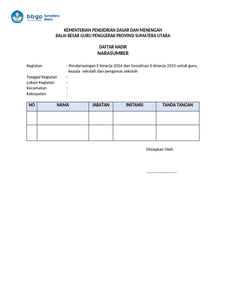 Format Absen Narasumber | PDF