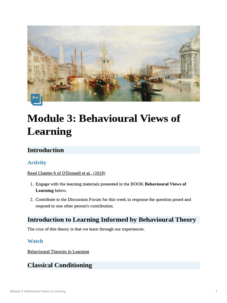 Master of Secondary Teaching ACU: Behavioural Views of Learning | PDF ...