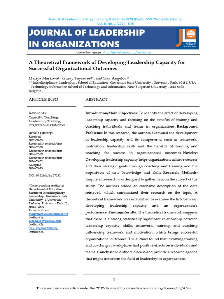 Leadership Capacity Framework | PDF | Leadership | Structural Equation ...