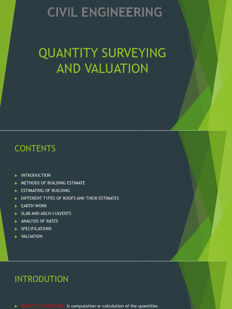 Quantity Surveying and Valuation Guide | PDF | Valuation (Finance ...