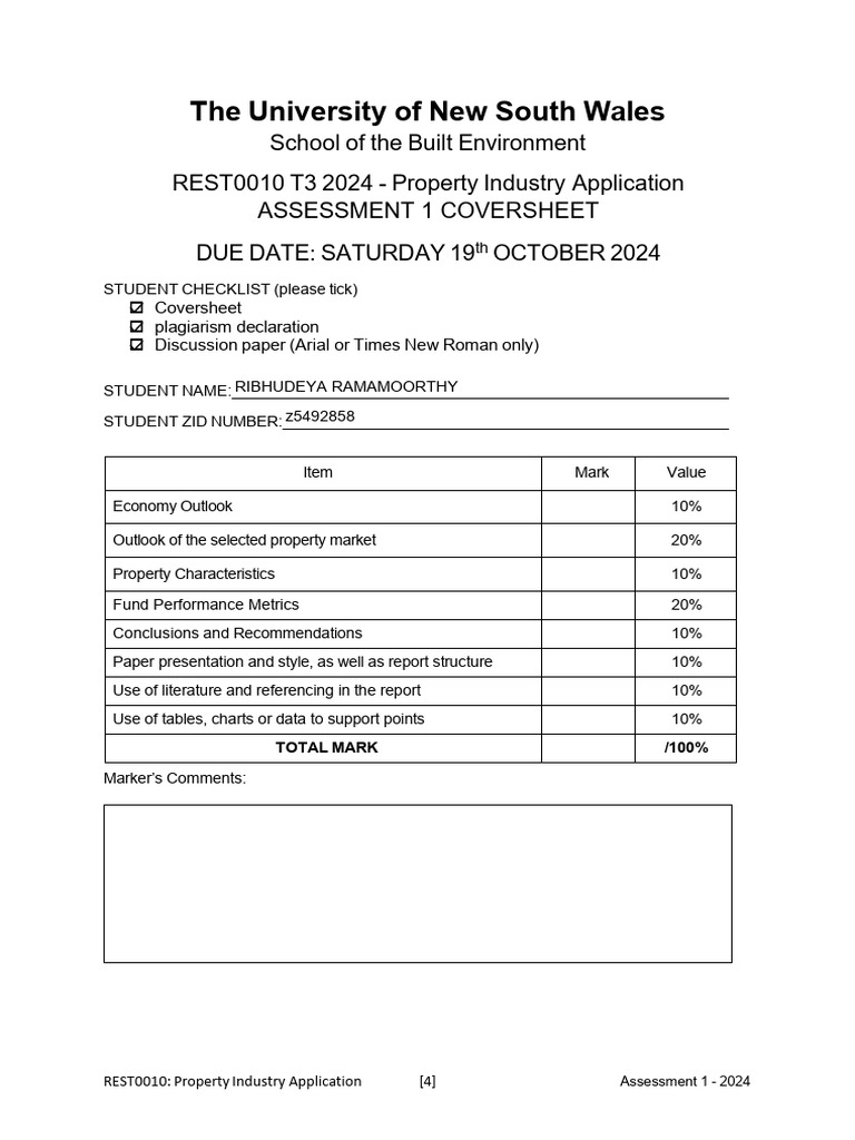 Rest0010 Assignment 1 Final Pdf Lease Australia 4777
