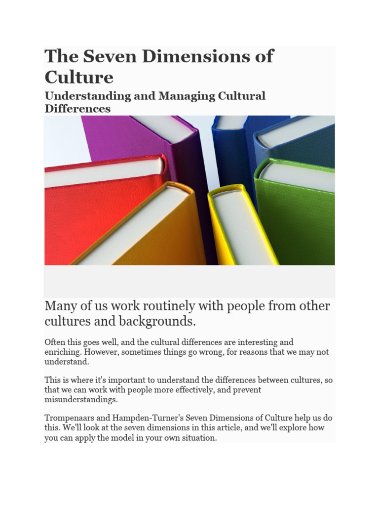 The Seven Dimensions of Culture | PDF | Emotions | Body Language