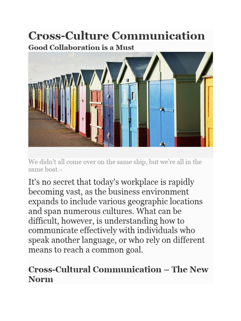 Cross-Culture Communication - Mindtools | PDF | Communication | Cross ...