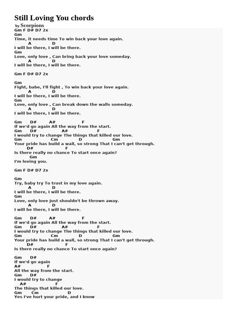 Scorpions: Still Loving You Chords | PDF
