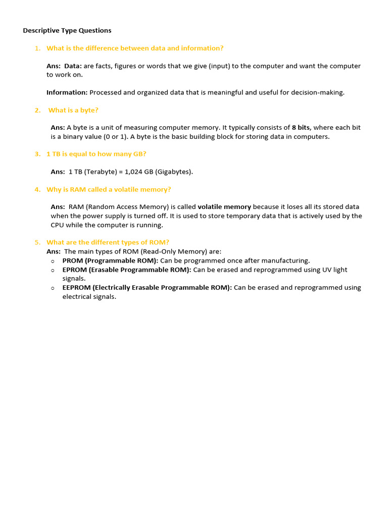 Storage and Memory Devices Grade 4 | PDF
